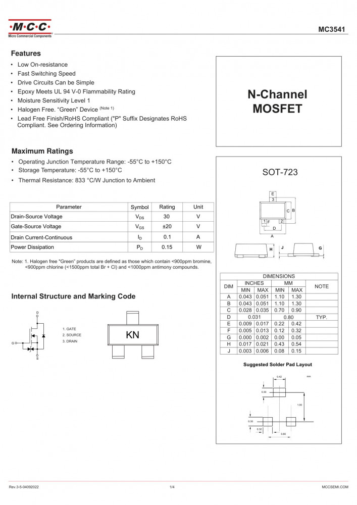 MC3541-TP datasheet page 1