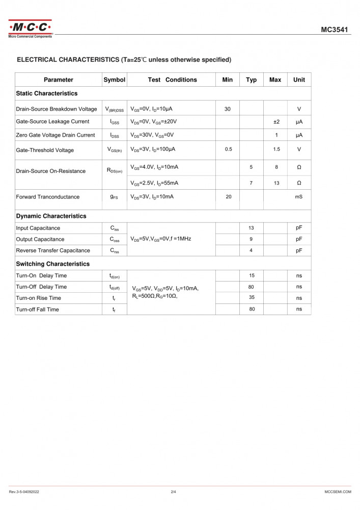 MC3541-TP datasheet page 2