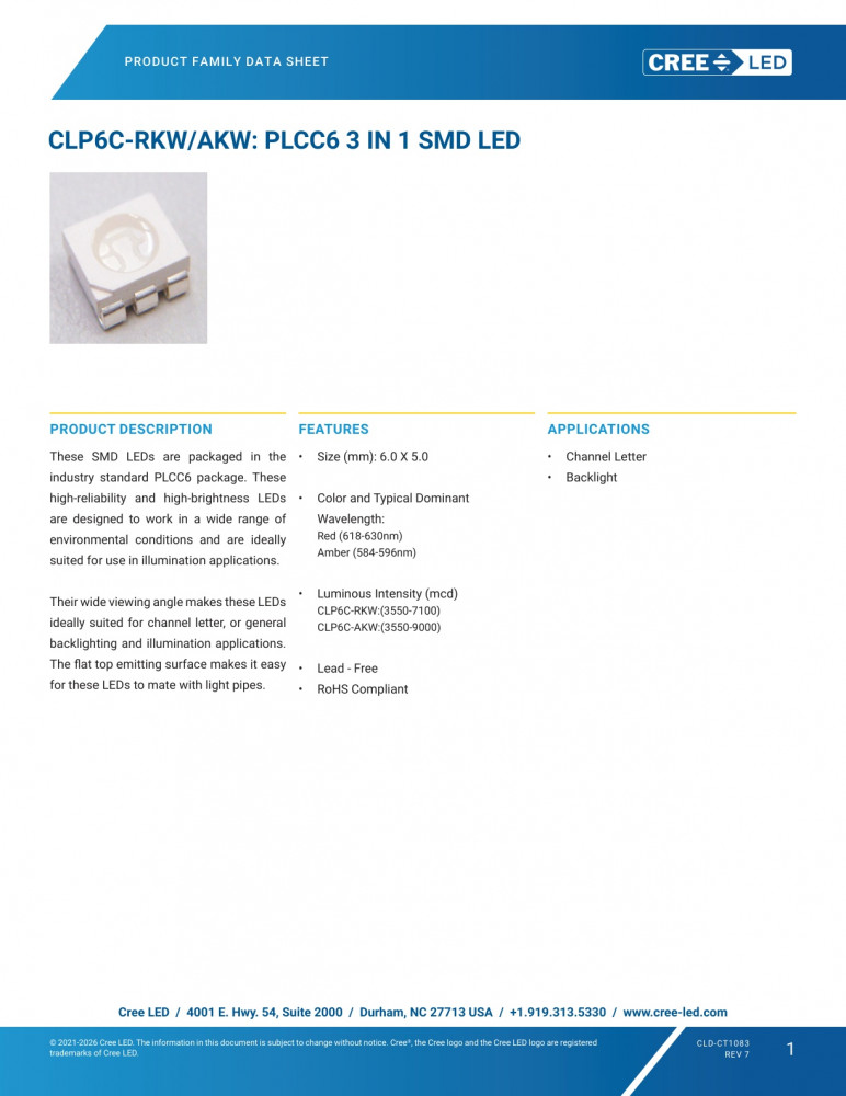 CLP6C-RKW datasheet page 1