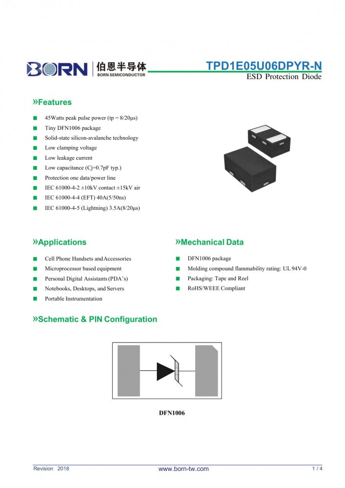 TPD1E05U06DPYR-N datasheet page 1
