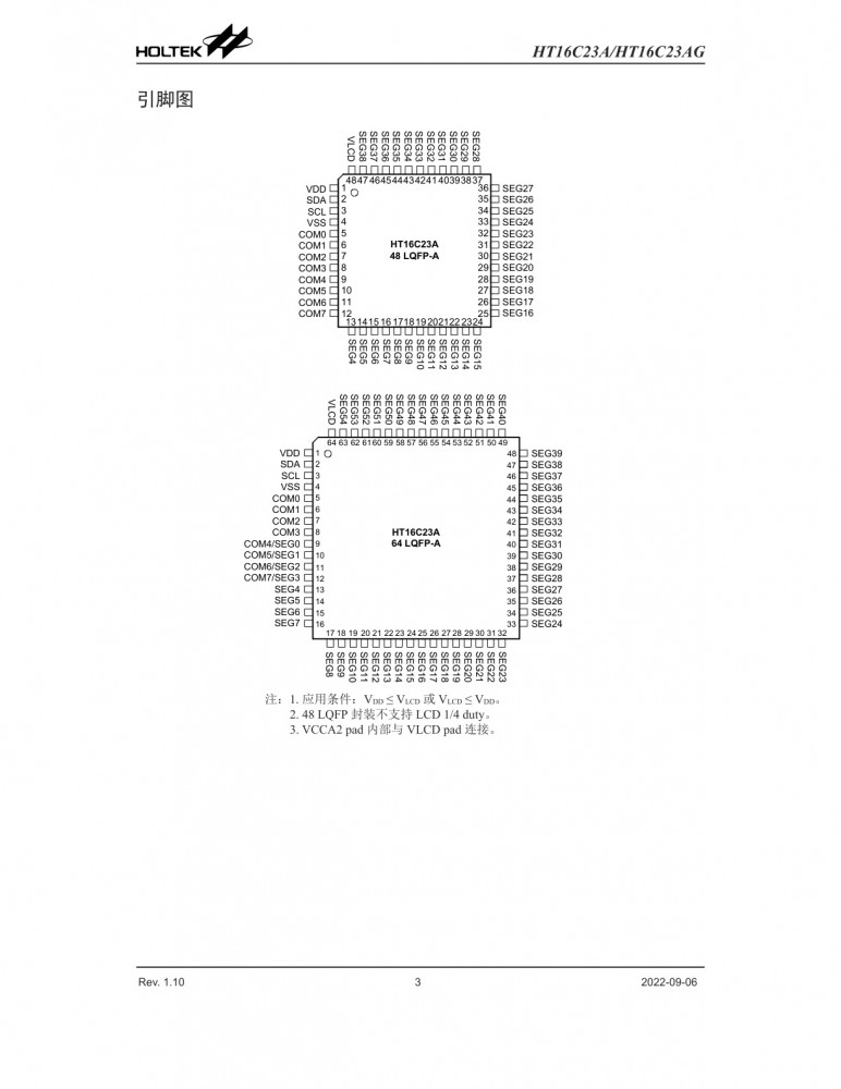 HT16C23A datasheet page 3