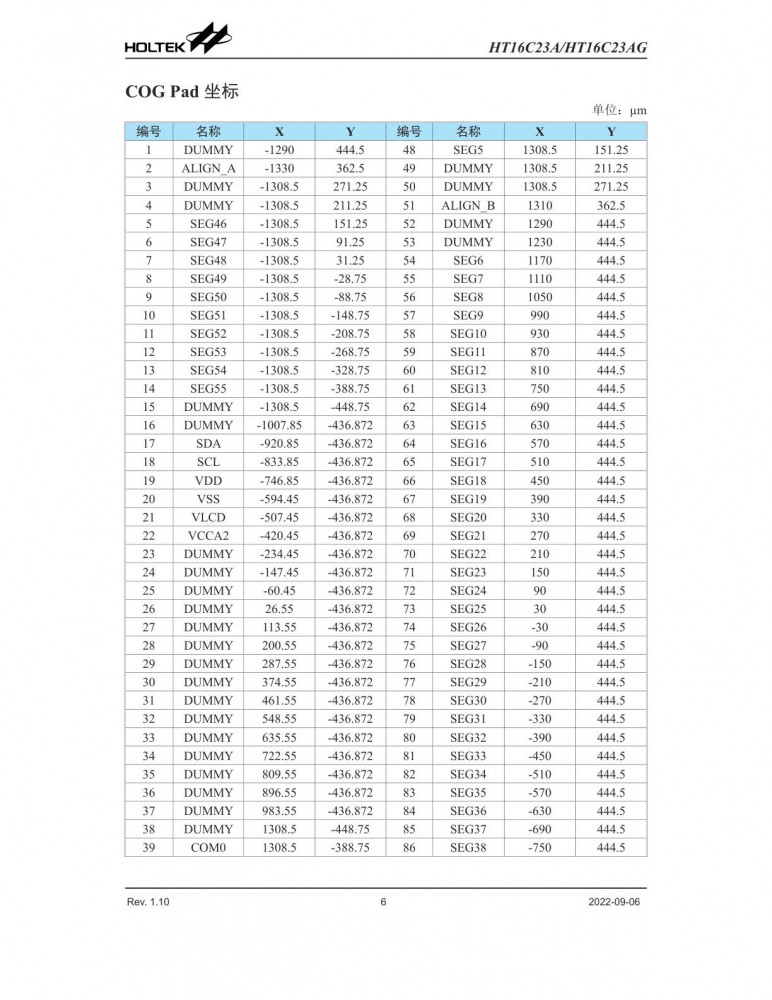 HT16C23A datasheet page 6