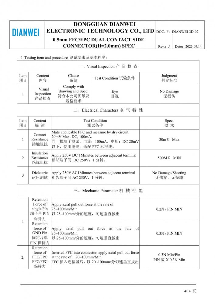 DIANWEI specification page 7