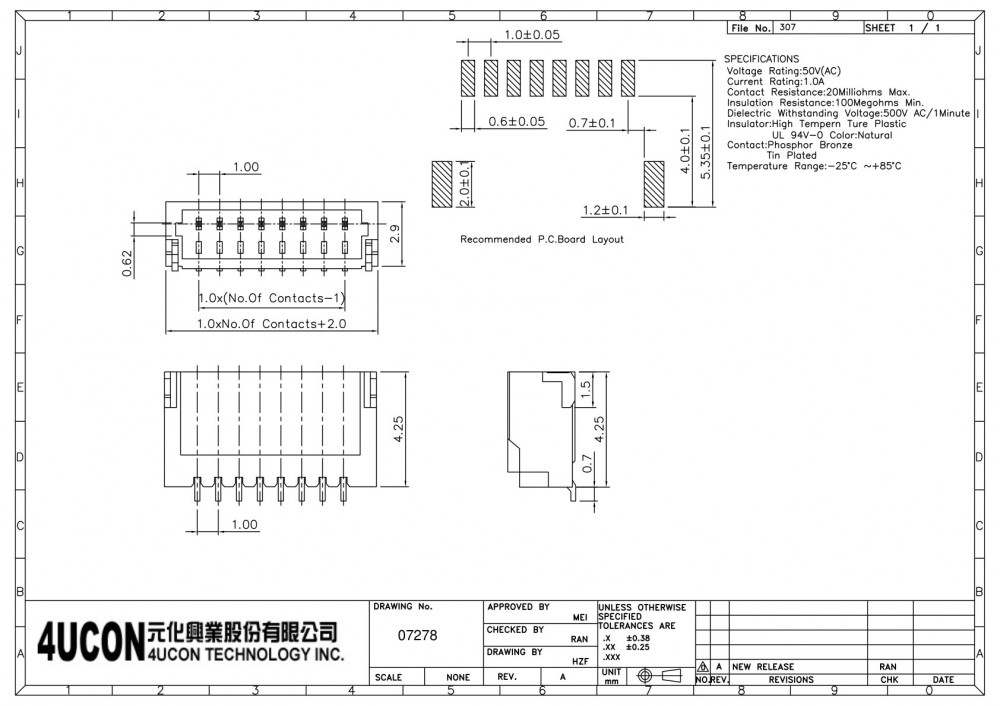PRT-10359 technical drawing and recommended PCB layout