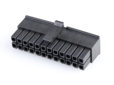 Micro-Fit 3.0 Receptacle Housing, Dual Row, 22 Circuits, UL 94V-2, Glow-Wire Capable, Black