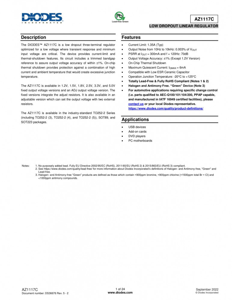 AZ1117C datasheet page 1