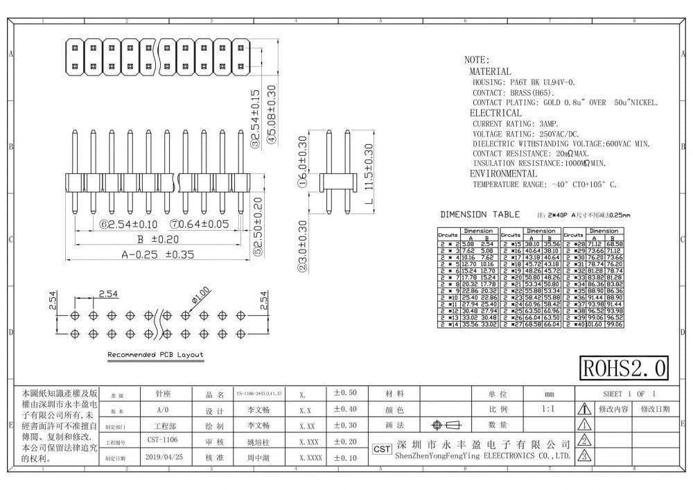 CST CS-1106 connector drawing