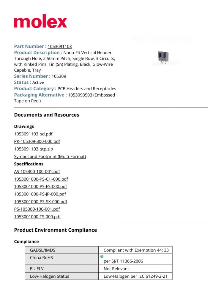 Nano-Fit product specification, page 1