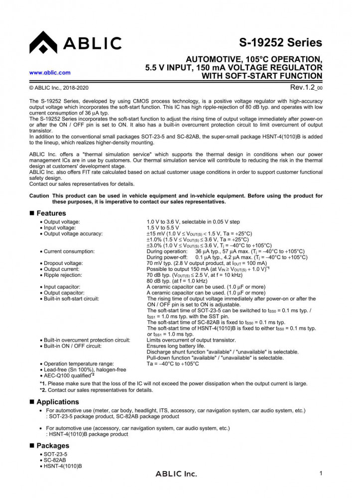 S-19252 datasheet page 1