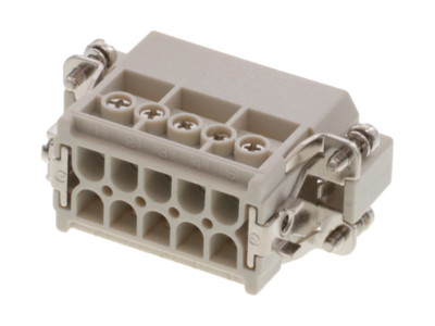 Heavy-Duty Screw Terminal Insert, Male, 10-Pole, 16A, with Wire Protection, Silver (Ag) Plated Contacts, Size 10A «49x16» for sale
