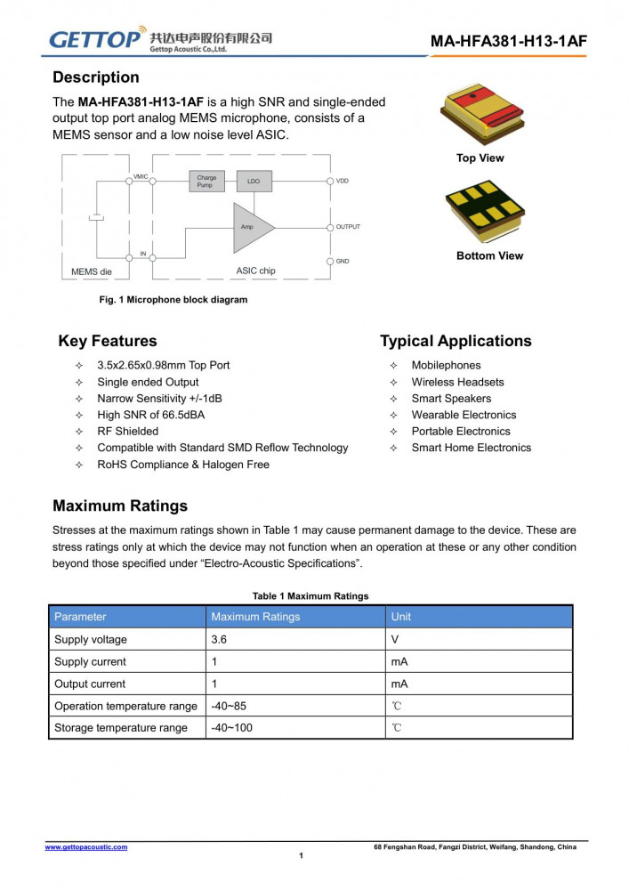 MA-HFA381-H13-1AF datasheet page 1