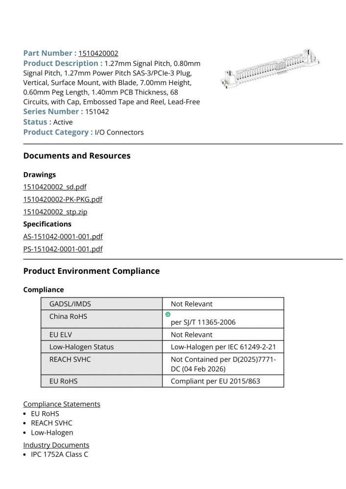 MOLEX connector technical document page 1