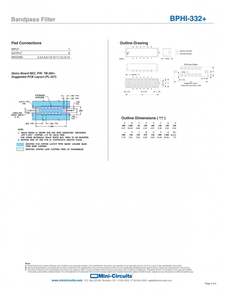 BPHI-332+ technical document page 2