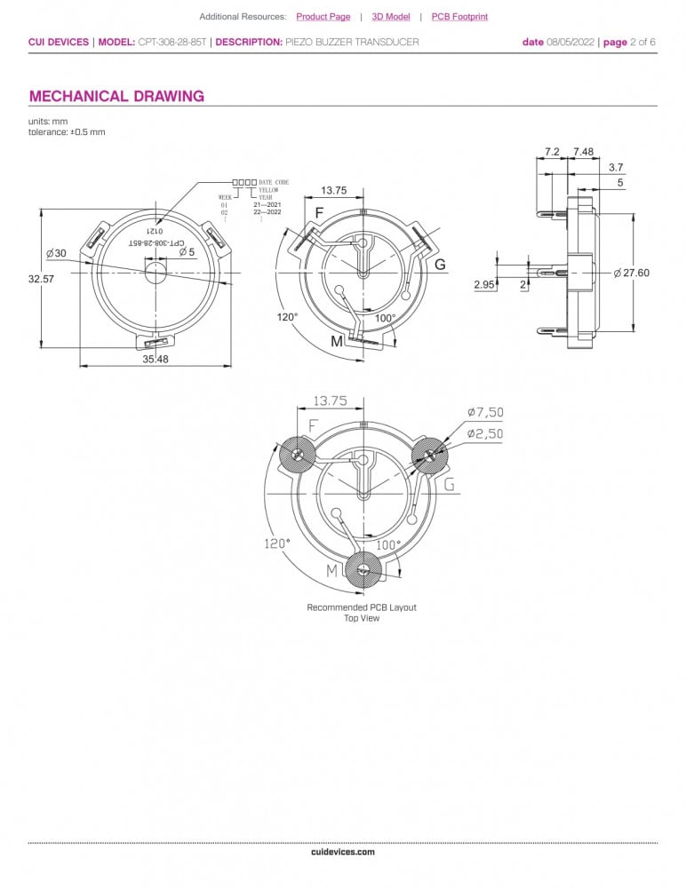 CPT-308-28-85T datasheet page 2