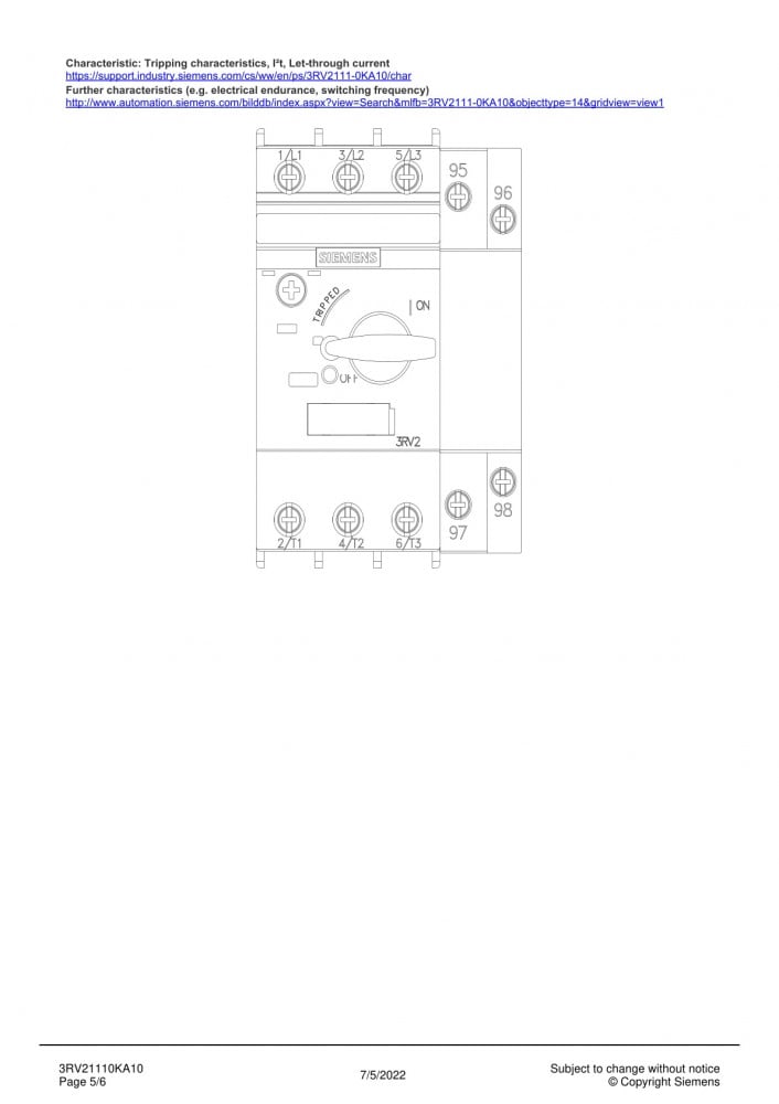 Siemens 3RV21110KA10 datasheet page 5