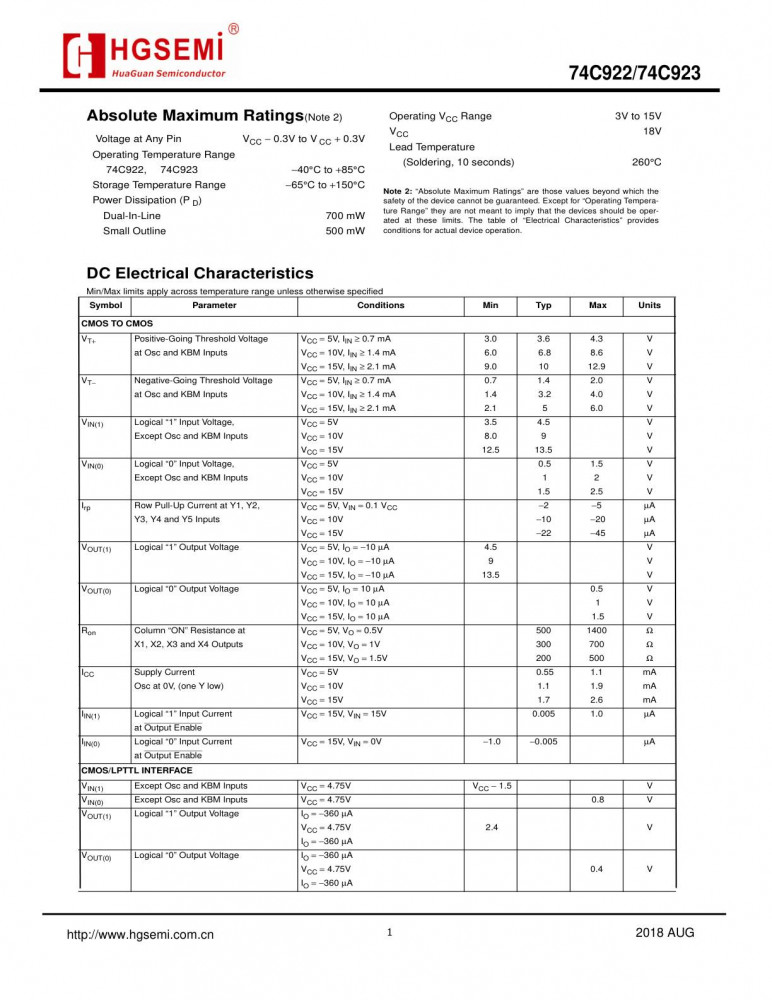 74C922 technical document page 4