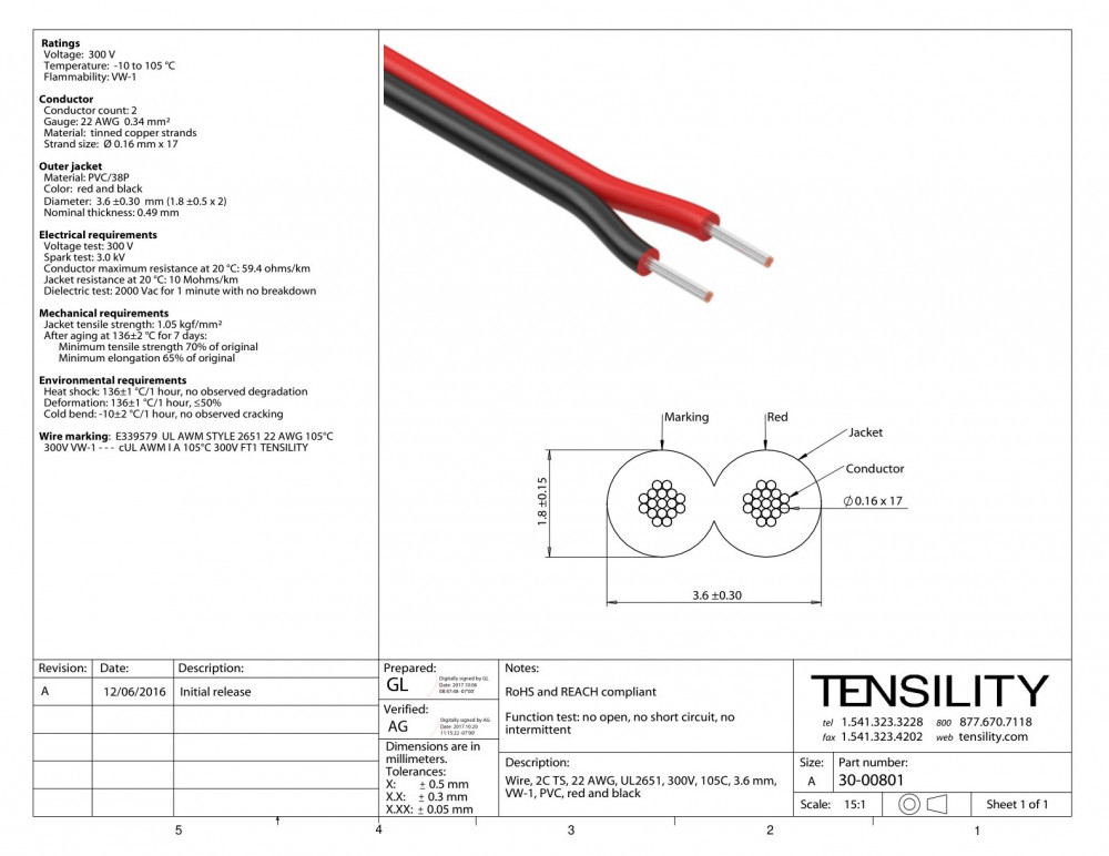 Tensility International part 30-00801 product drawing
