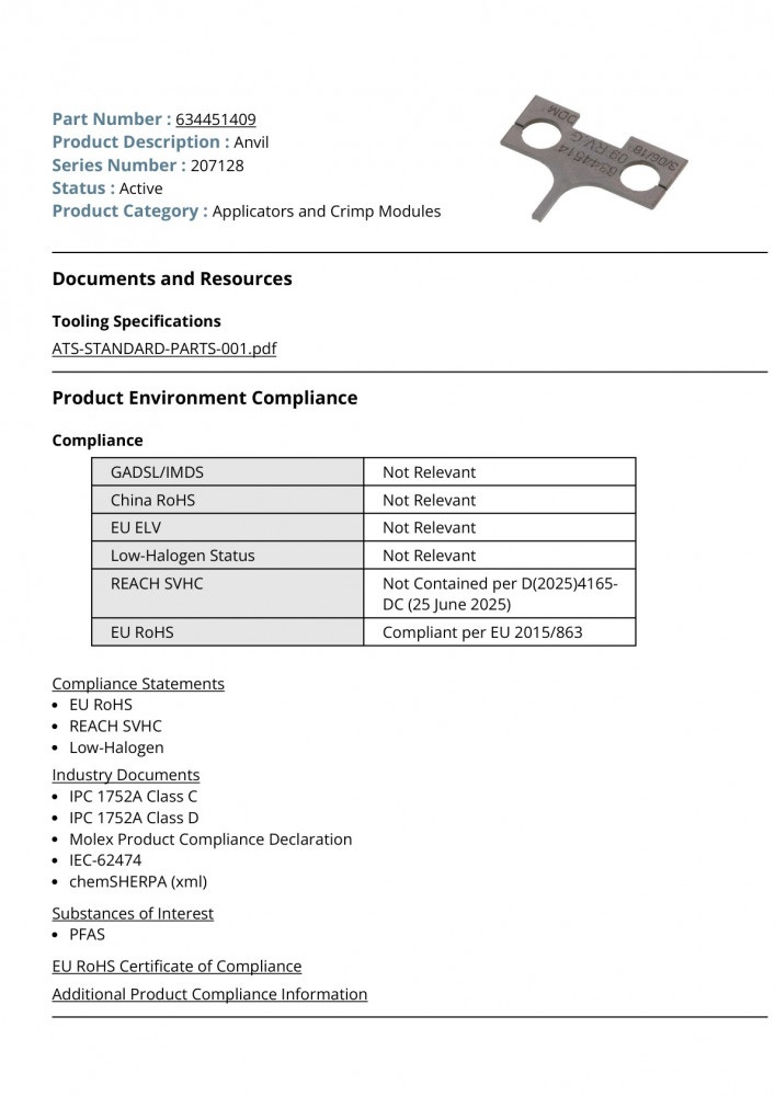 Molex tooling document preview, page 1