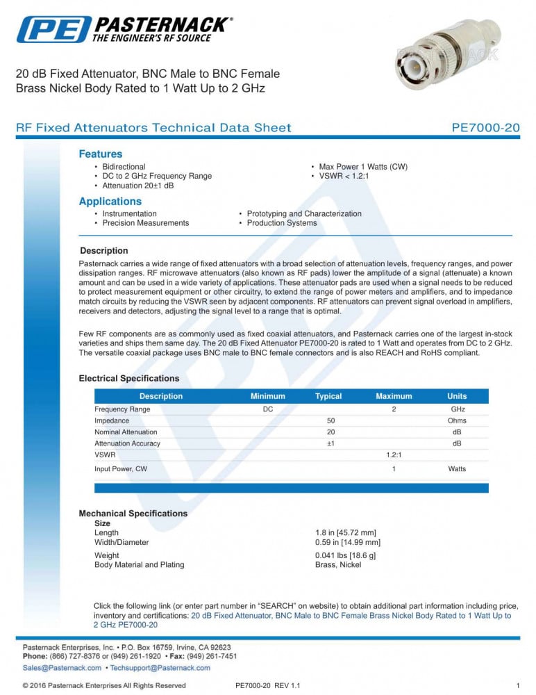 PE7000-20 datasheet page 1