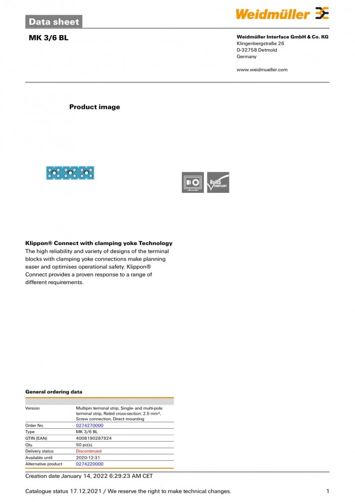 0274270000 technical document page 1