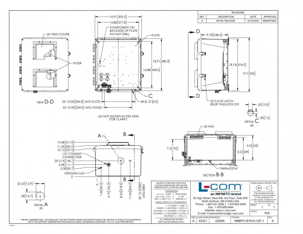 L-com NBBPC181610-10F-1 technical document page
