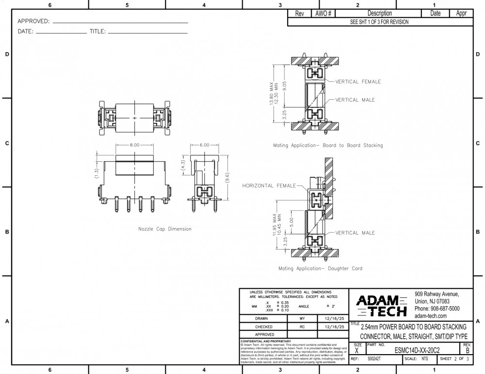 ESMC14D-XX-20C2 mating application and mechanical drawing