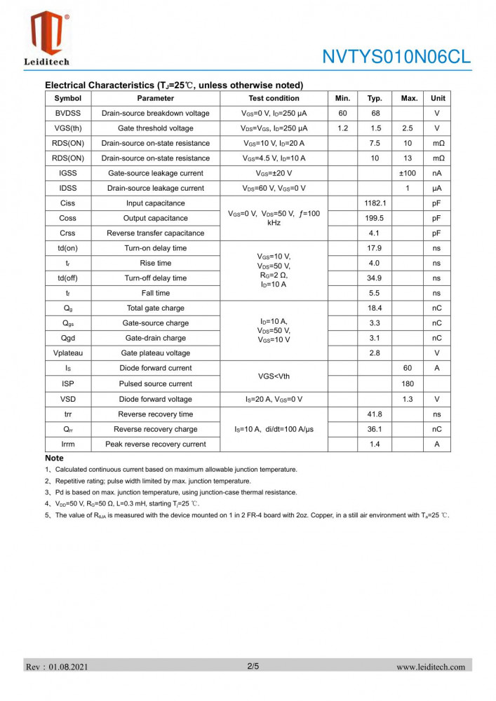 NVTYS010N06CL datasheet page 2