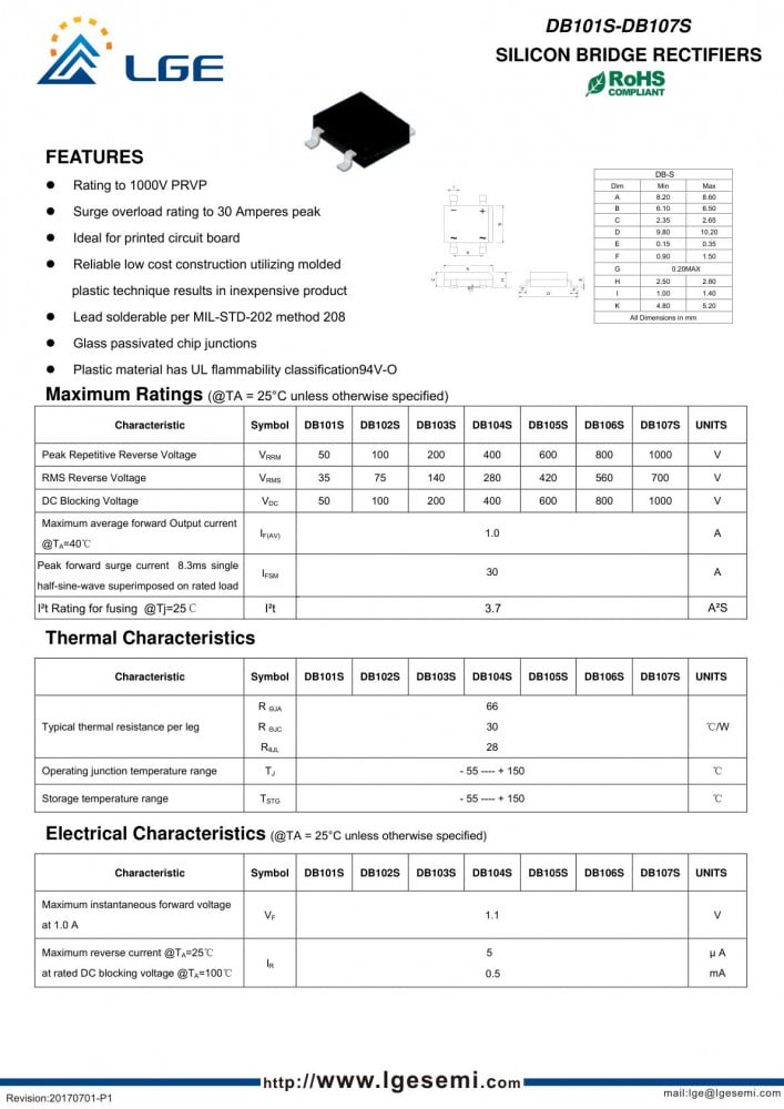 LGE DB106S datasheet page 1