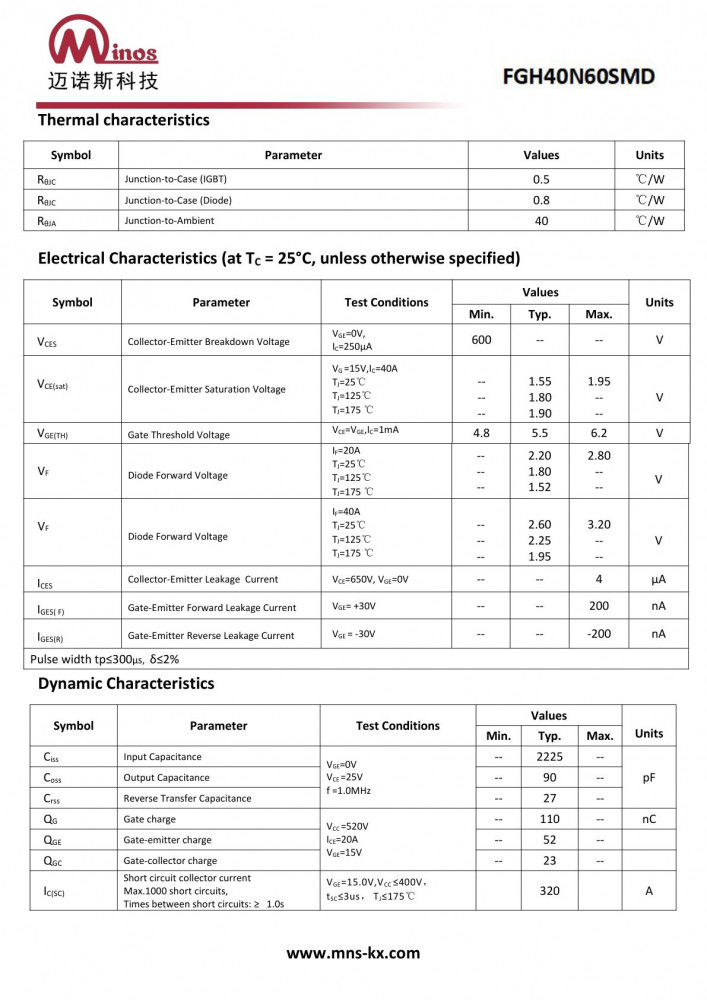 FGH40N60SMD datasheet page 2