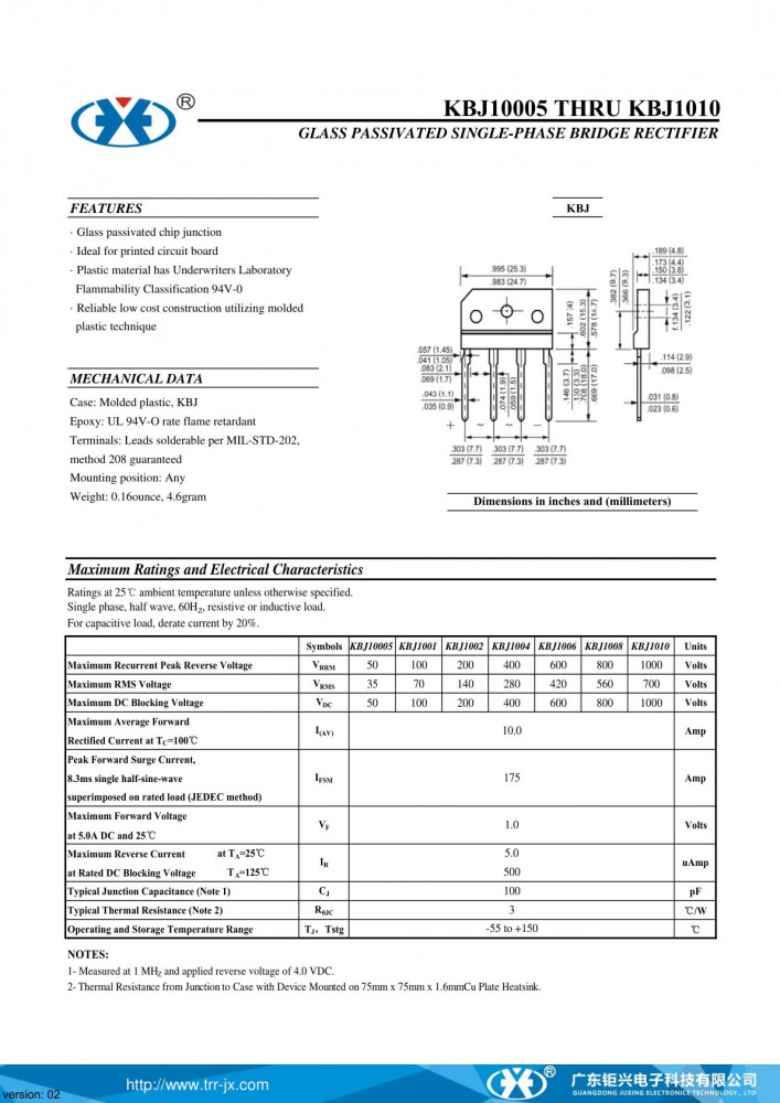 JUXING KBJ1010 datasheet page 1