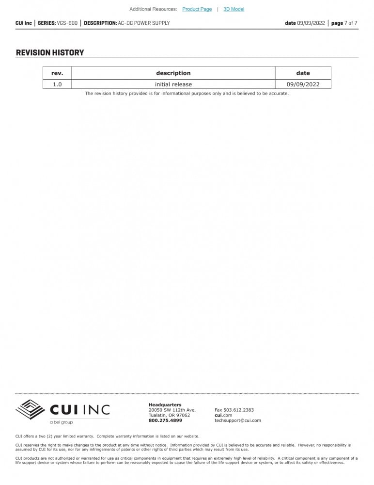CUI VGS-600 series datasheet page 7