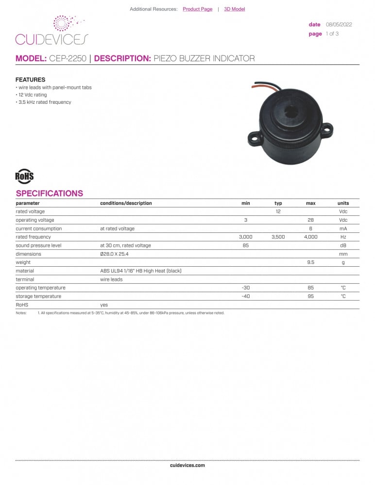 CEP-2250 datasheet page 1
