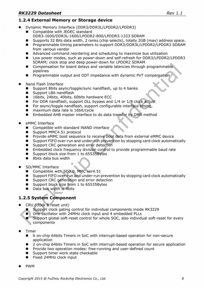 RK3229 datasheet page 8