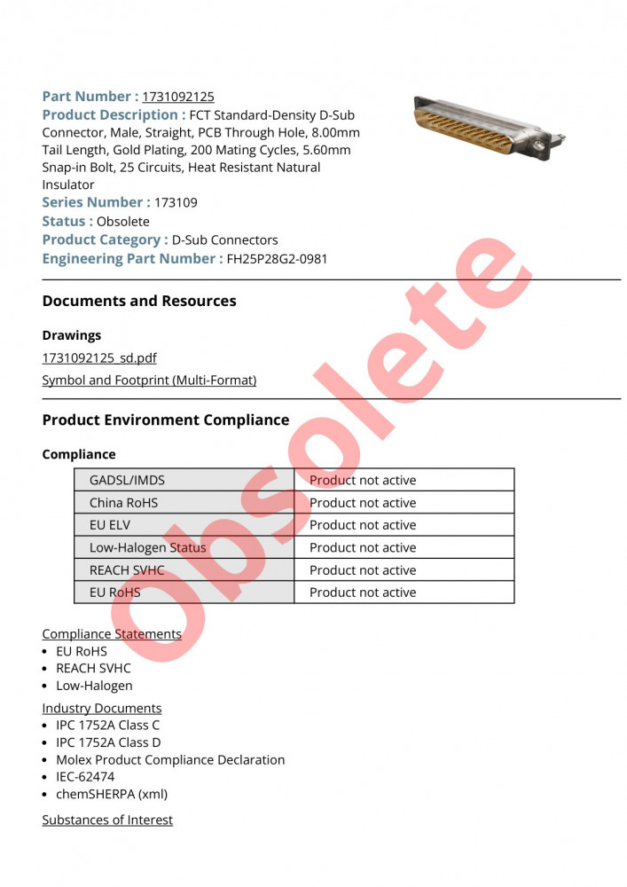 MOLEX 1731092125 technical drawing, page 1