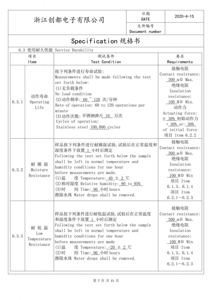 CAX TS-1140SP specification page 7