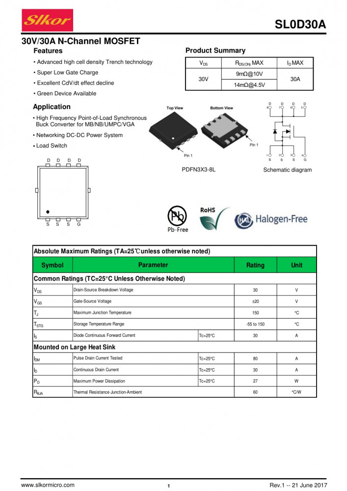 SL0D30A datasheet page 1