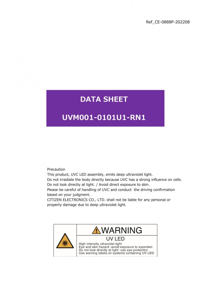 UVM001-0101U1-RN1 datasheet page 1