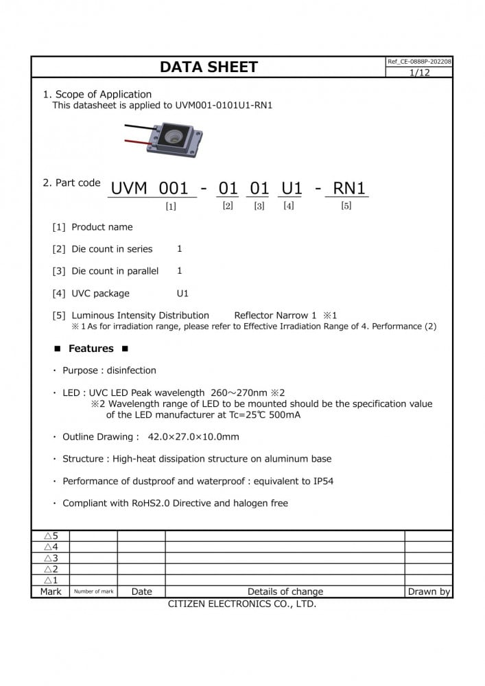 UVM001-0101U1-RN1 datasheet page 2