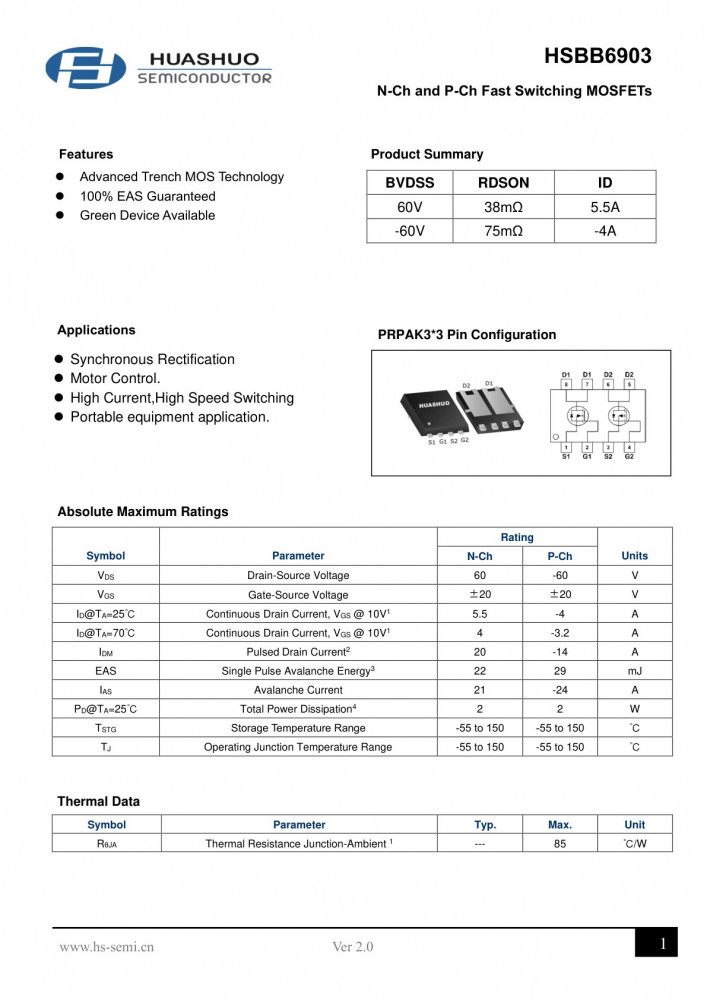 HSBB6903 datasheet page 1