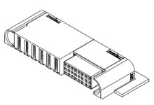 EXTreme Ten60Power Right-Angle Receptacle with Side Guides, 6 DC Power Circuits, 10 Signal Circuits