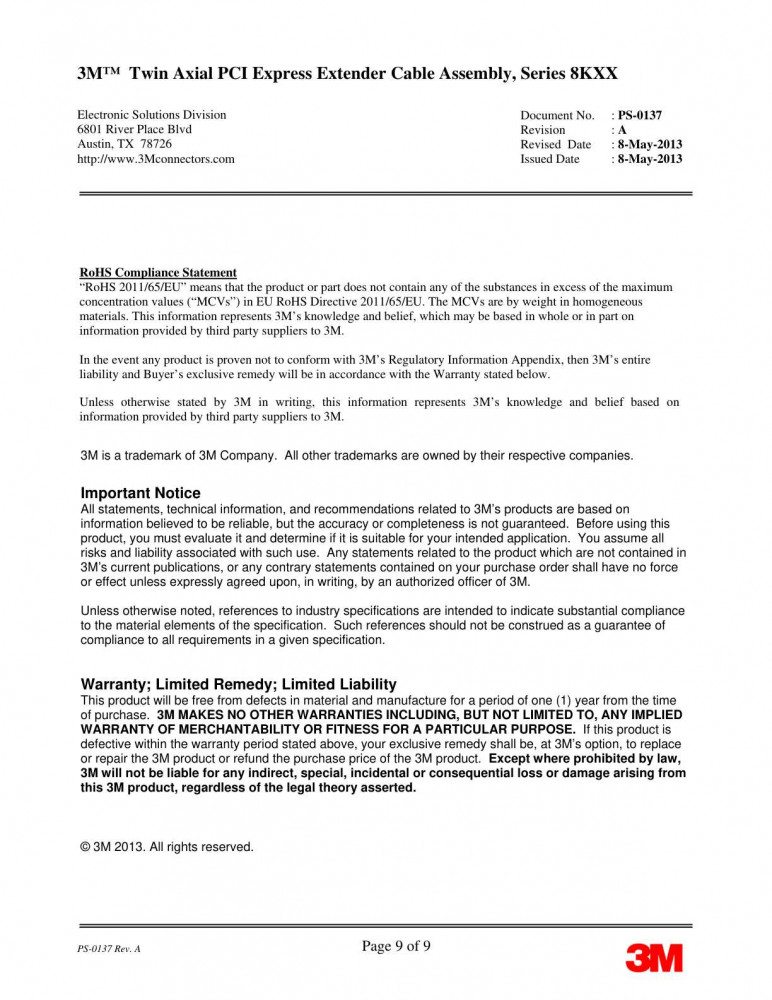 3M 8KJ1-0727-0250 technical document page 9