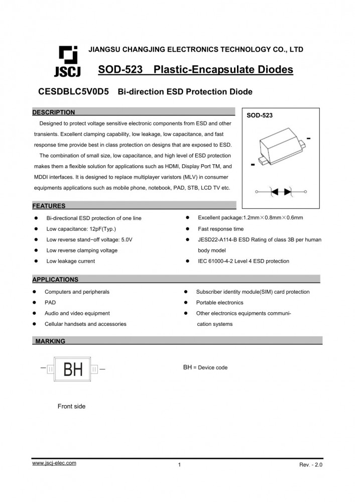 CESDBLC5V0D5 datasheet page 1