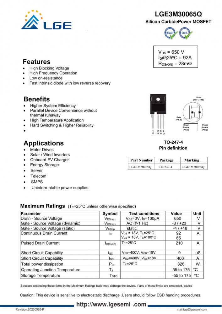 LGE3M30065Q datasheet page 1
