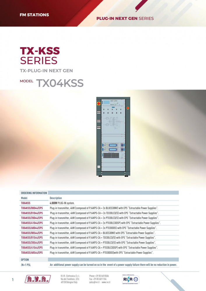 TX04KSS product document page 1