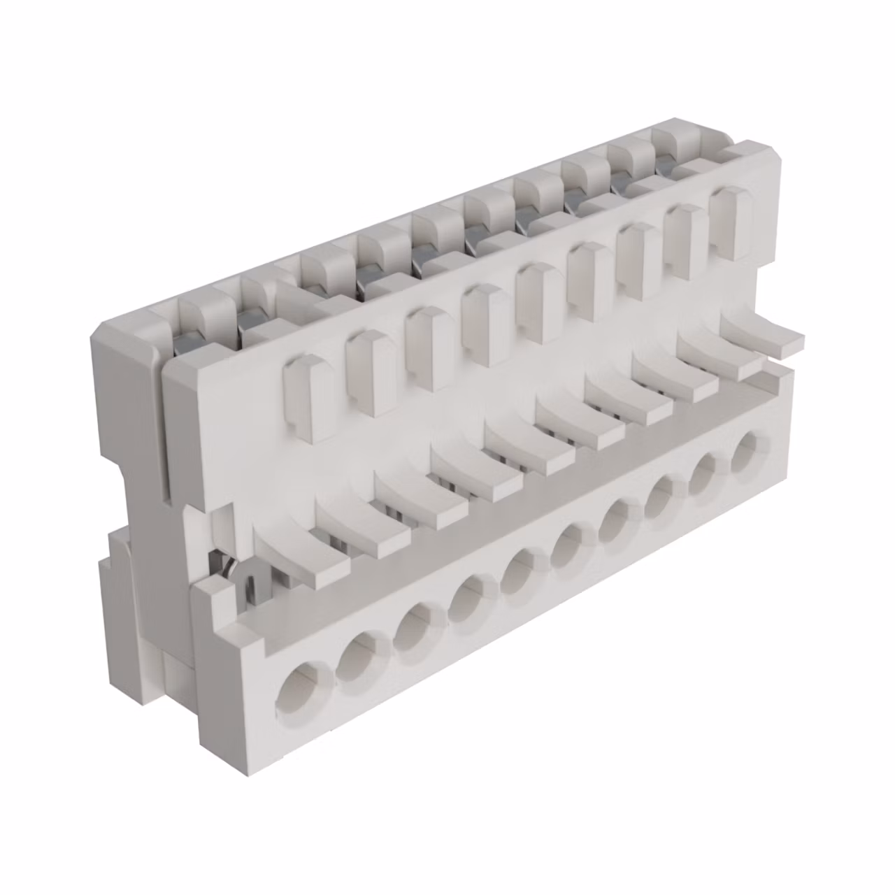 Appli-Mate RAST 2.5 IDT Housing, 2.50mm Pitch, Female, 10 Circuits, Beaded Terminal, All Position Keys, Slotted Endwalls, Polarizing Rib Between Circuits 2 & 3