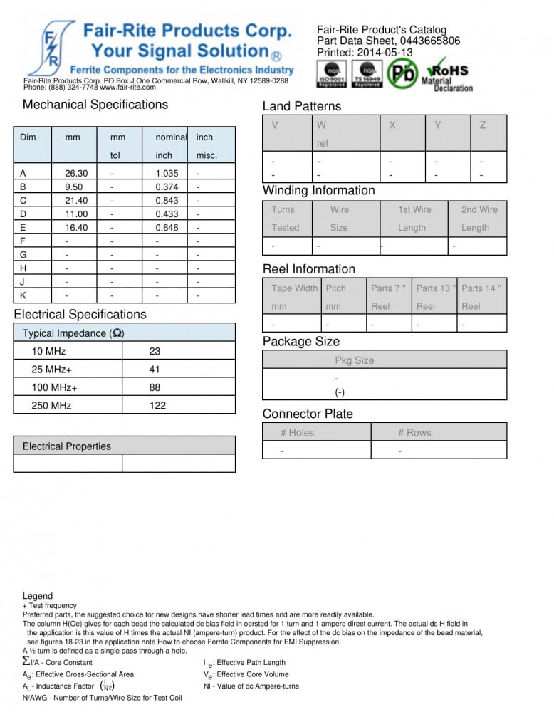 Fair-Rite 0443665806 technical document page 2