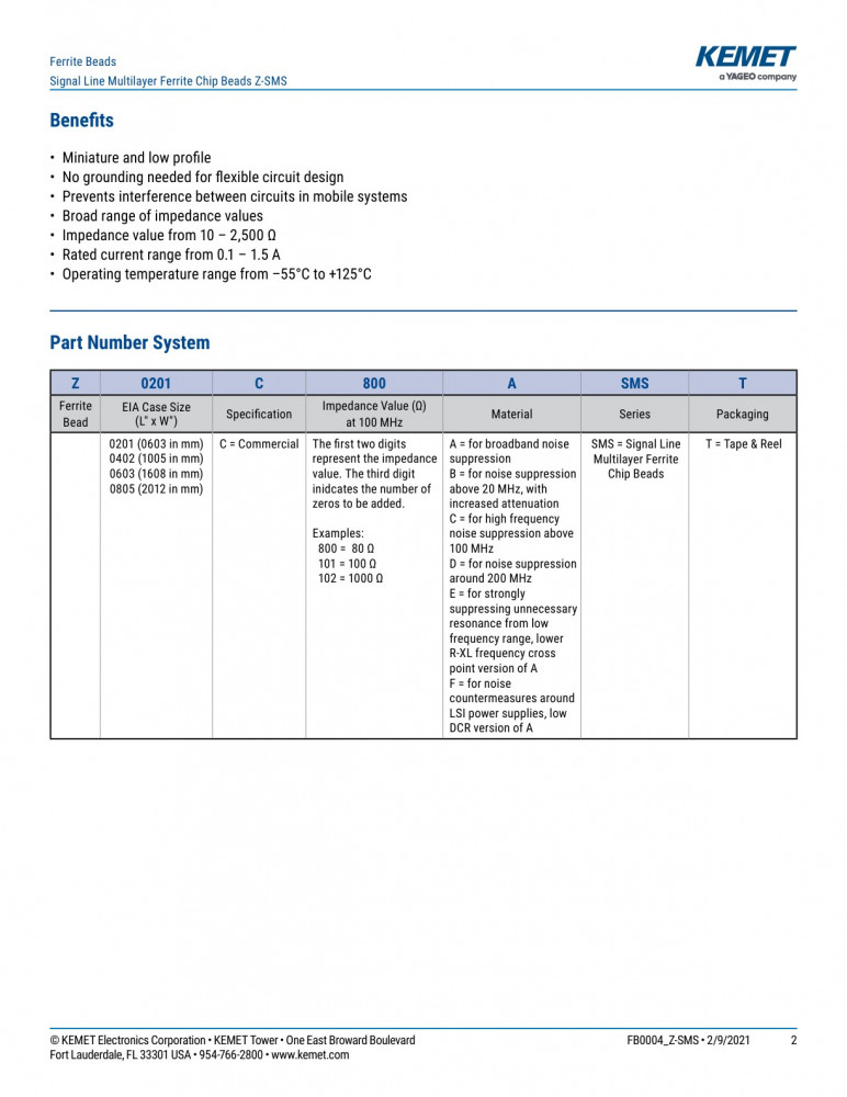 KEMET Z-SMS datasheet page 2