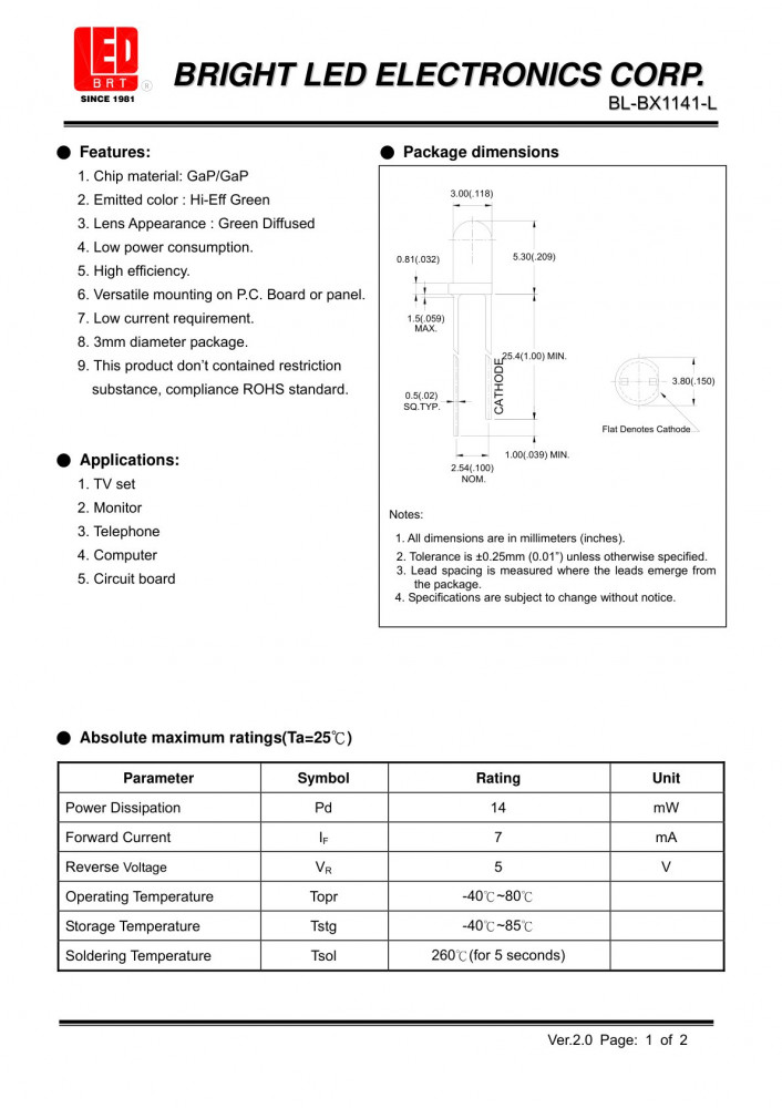 BL-BX1141-L datasheet image, page 1
