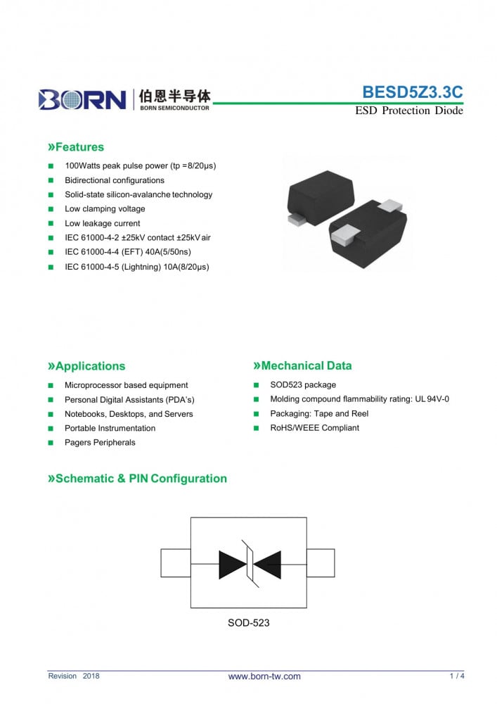 BESD5Z3.3C datasheet page 1