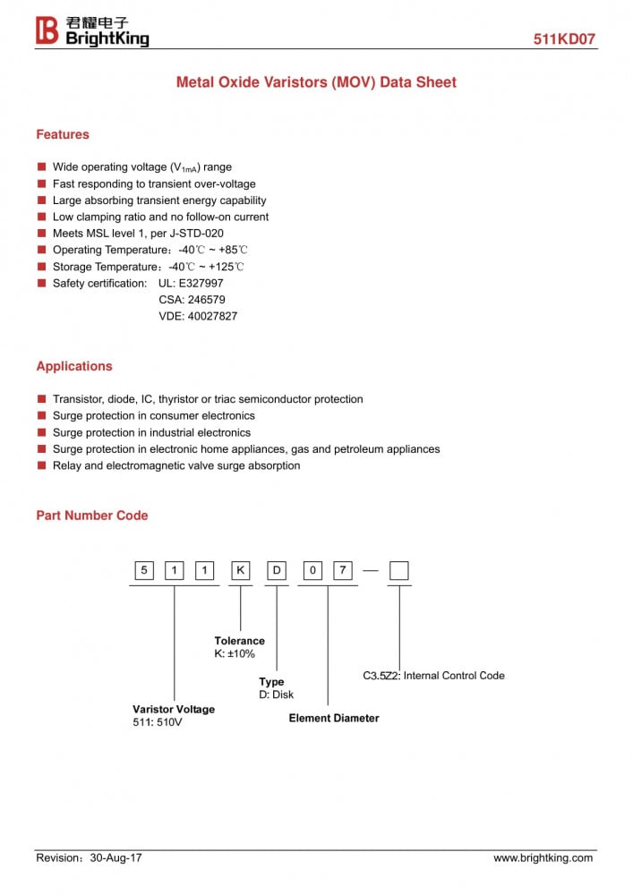 511KD07-C3.5Z2 datasheet page 1